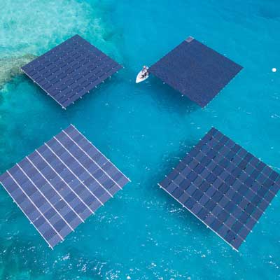 Първата модулна слънчева централа на Swimsol плава край Малдивите ...
